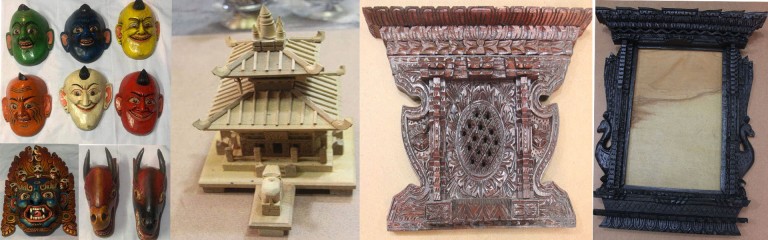 Nepal Wooden Mask - Handmade wooden Crafts windows, Temple, Wall Bell ...